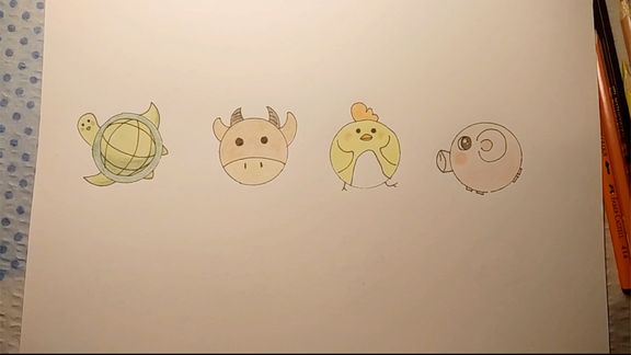 手绘简笔画:漂亮可爱的圆形小动物,幼儿园小朋友轻松学会
