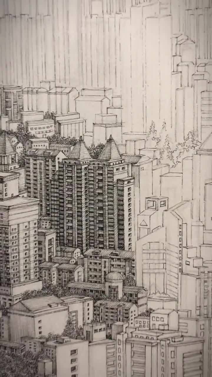 喜欢画画,真的拦不住的#艺术在 #建筑手绘 #带你走进画里 #标志性...