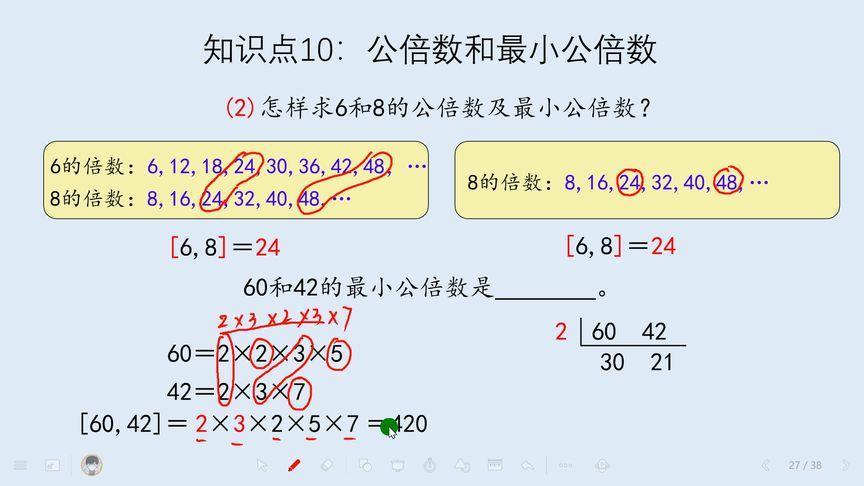 【知识点微课】五下,分数的意义和性质知识点10:公倍数