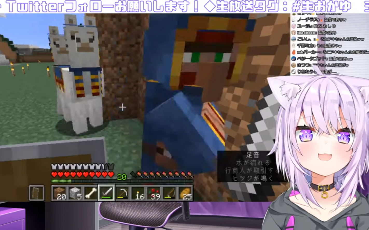 【熟肉】在MC被高速移动的商人吓到的小粥【猫又おかゆ】