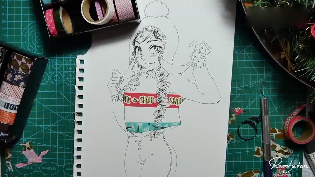 巧用彩色胶带纸给动漫人物添加服装花纹图案!实用的动漫绘制教程