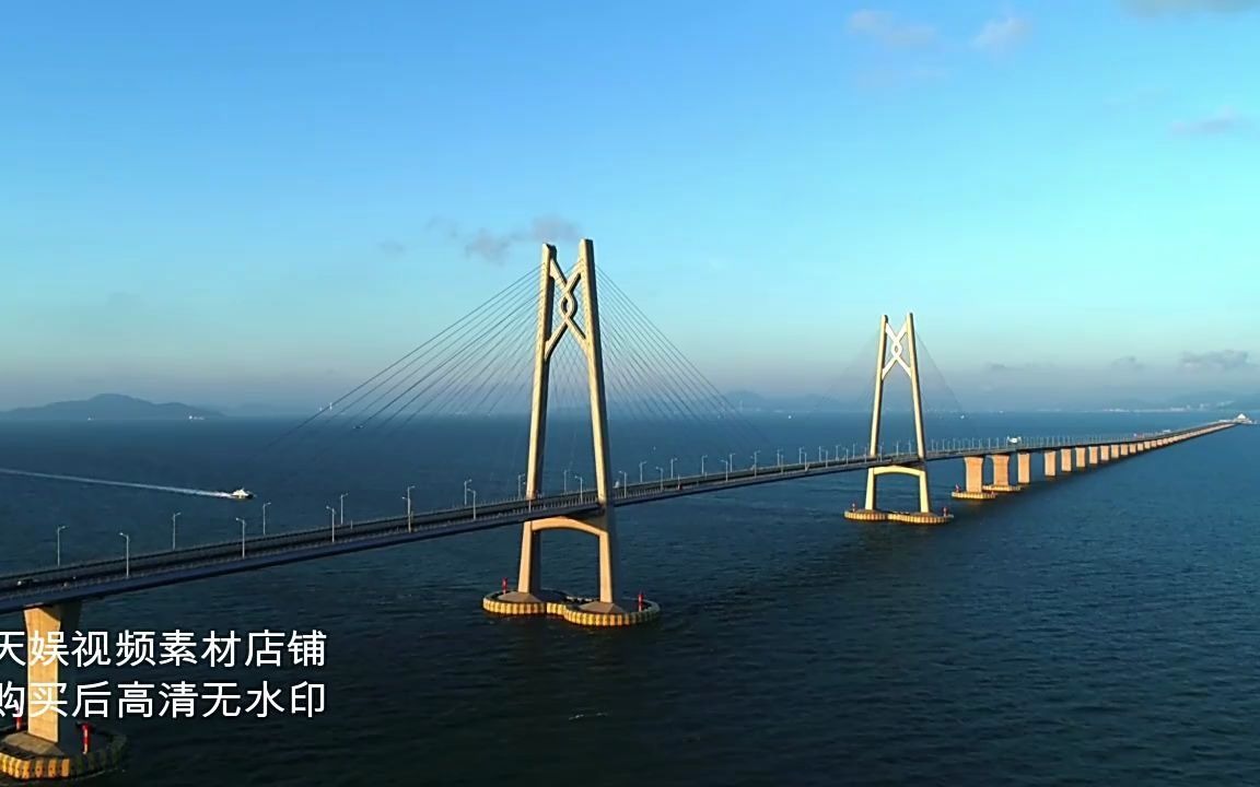 3707169 跨海大桥港珠澳大桥 广东珠粤港澳大湾区高清航拍视频素材