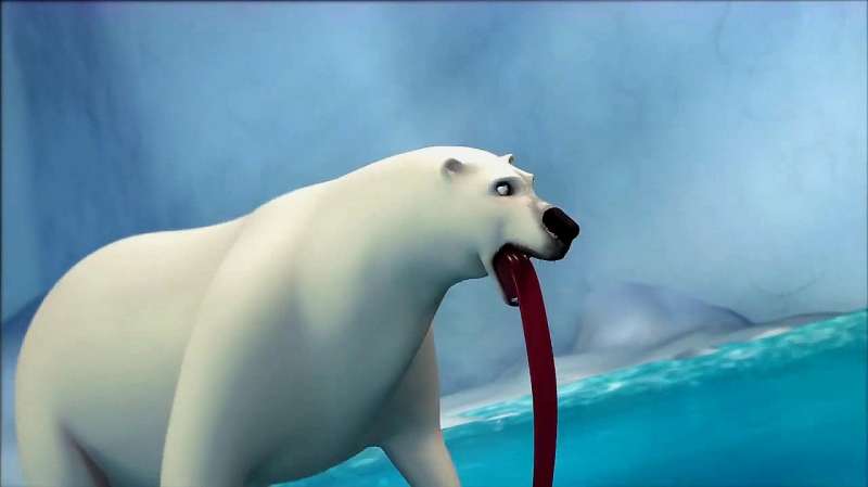 搞笑动画短片,北极熊想要吃鱼,结果舌头被冰面粘住了!