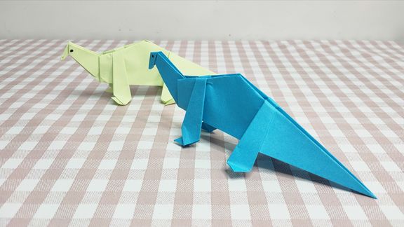 一张A4纸就可以折成小恐龙,超级简单可爱,手工折纸教程