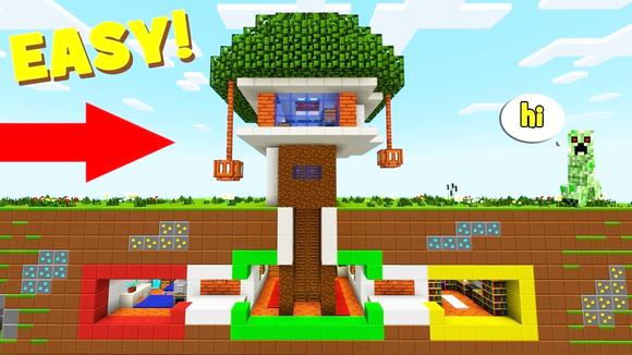 《我的世界》建造一个带隐蔽地下室的树屋