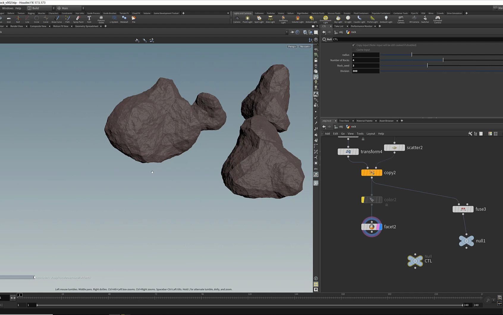 houdini程序化随机石头生成