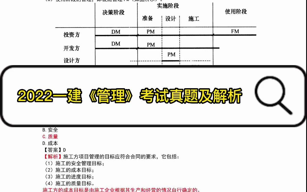 2022一建《管理》考试真题及解析
