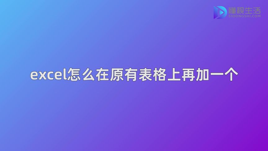 excel怎么在原有表格上再加一个