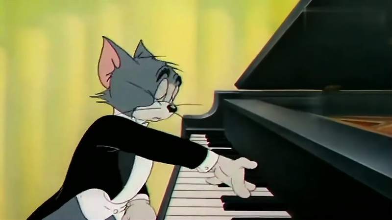 猫和老鼠:动画经典片段,四指猫弹钢琴,真佩服作者的脑洞!