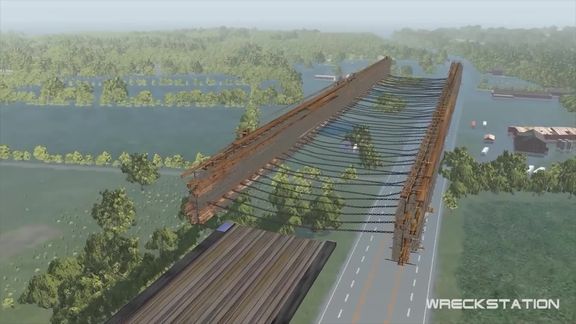 汽车模拟:汽车开足马力通过空中铁链