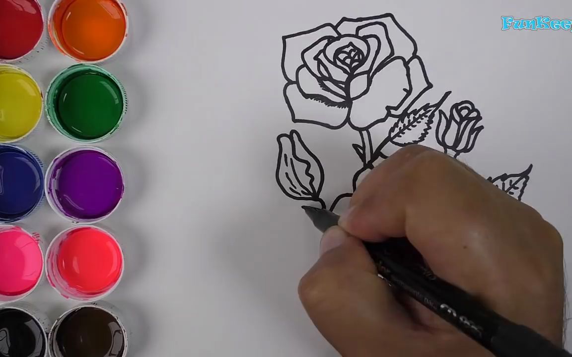 【简笔水彩画】教你画玫瑰然后上色~超级简单的简笔画,一看就会!