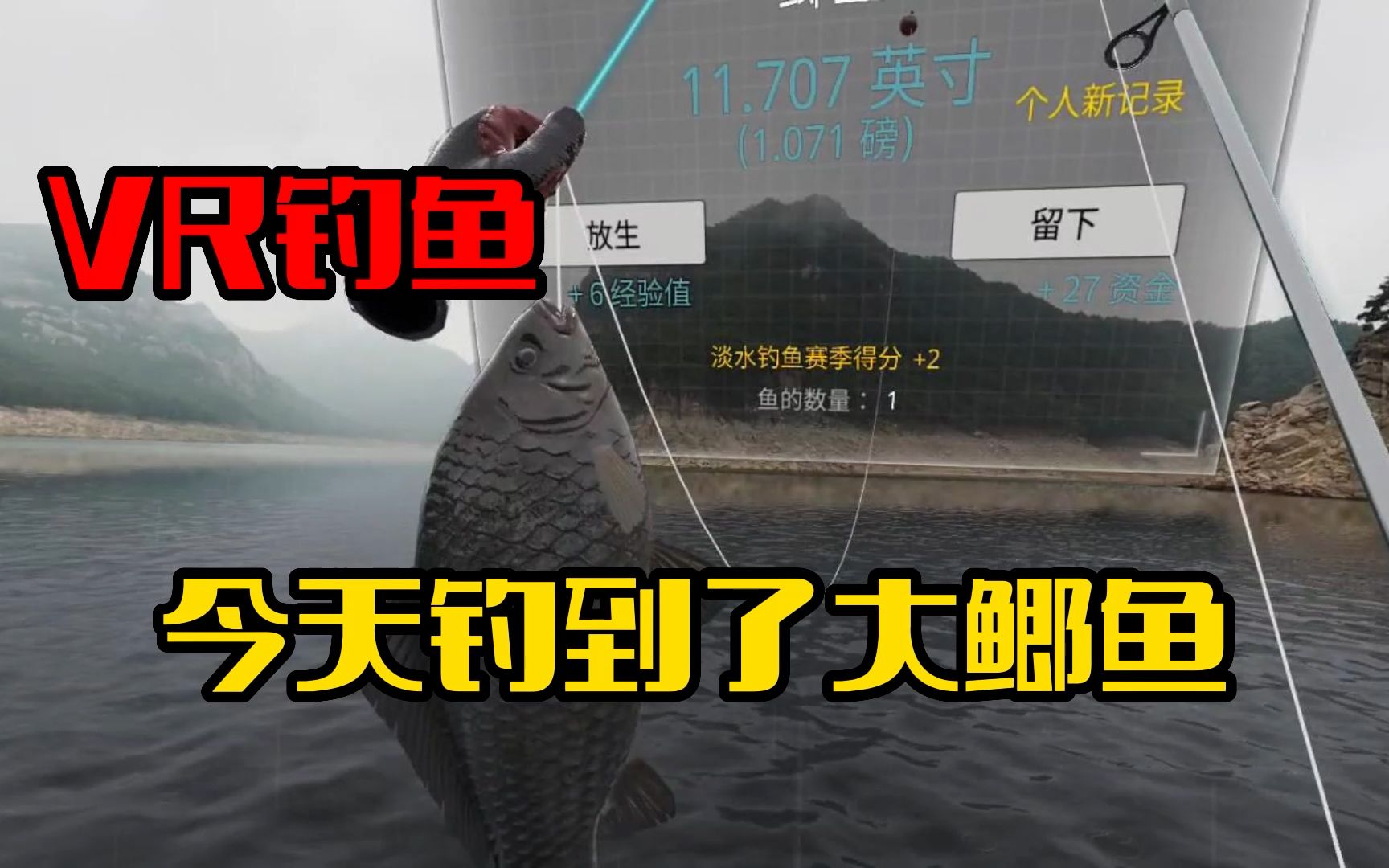 PINK丹|PICO4游戏实况|实况钓鱼03|今天钓到了大鲫鱼