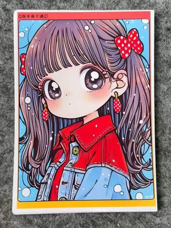 ...卡通小女孩,超级可爱 30张动漫人物临摹卡,A5尺寸,高清又好看~#画画...