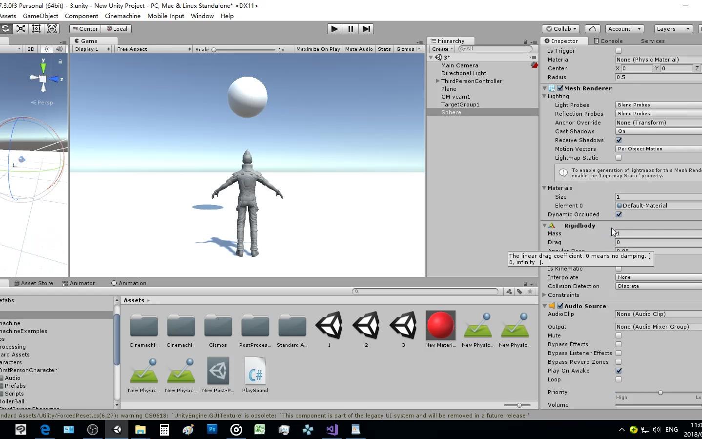 Unity3D 0基础 5分钟快速实现功能 6 AudioSouce+Collider实现碰撞时...