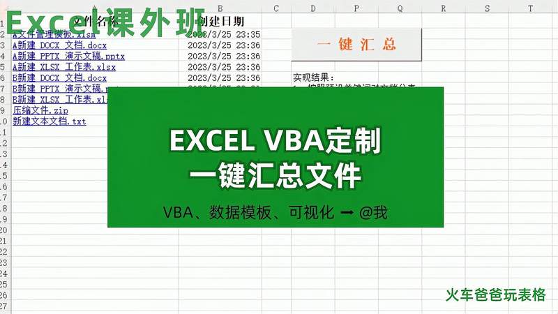 EXCEL VBA定制,一键汇总文件,添加超链接并自动排序