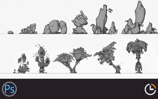 罗敏概念设计系列教学第二部:山石类和植物类概念设计基础 _ 绘画教程