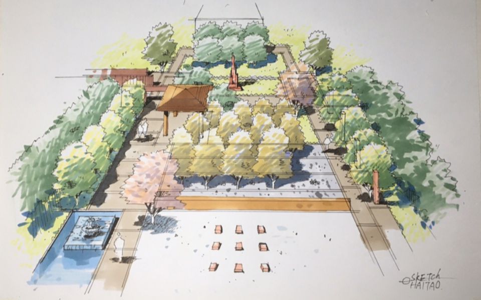 景观品平面转鸟瞰图绘制