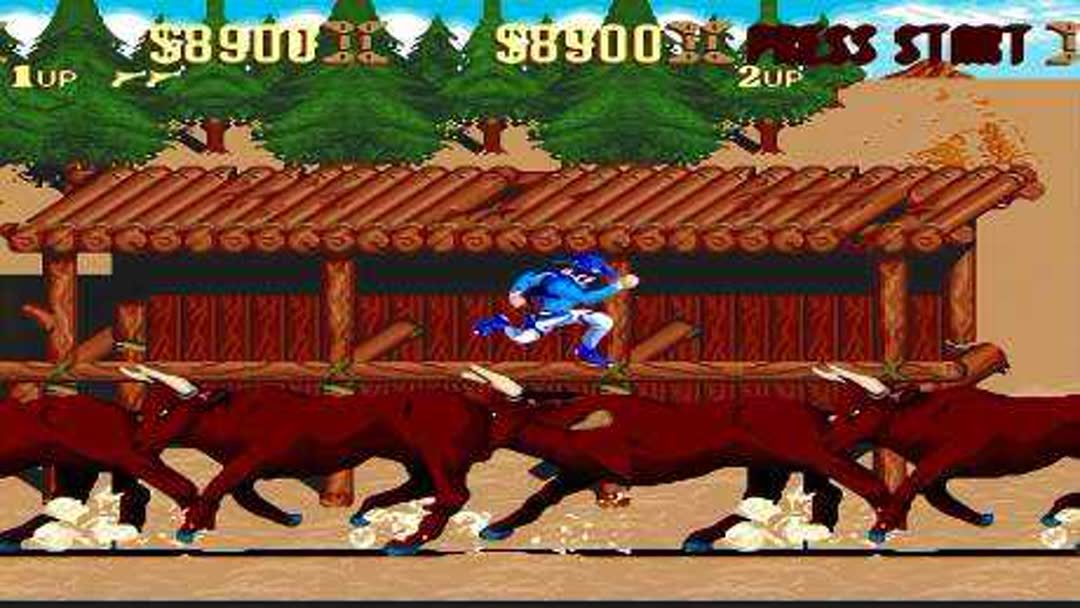 SFC西部牛仔--游戏的流程和街机版是基本一样的,语音也保留了