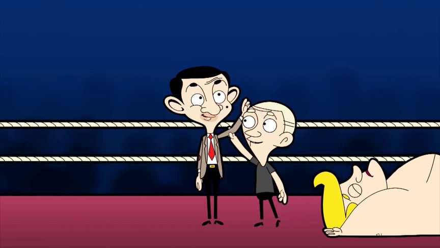 憨豆先生动画版:憨豆误闯斗擂台,没想到轻松打赢了对手!