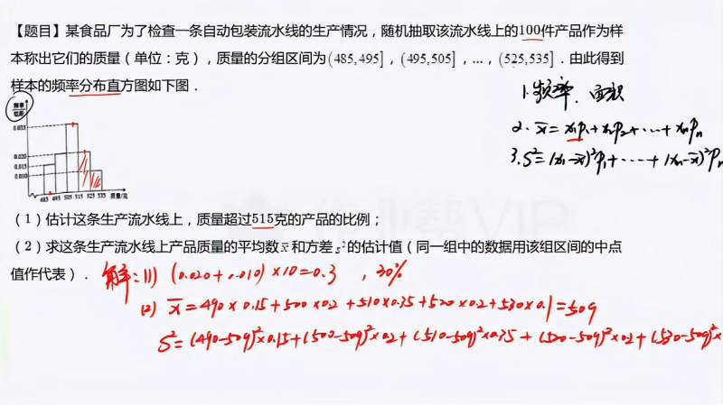高中数学:直方图方差