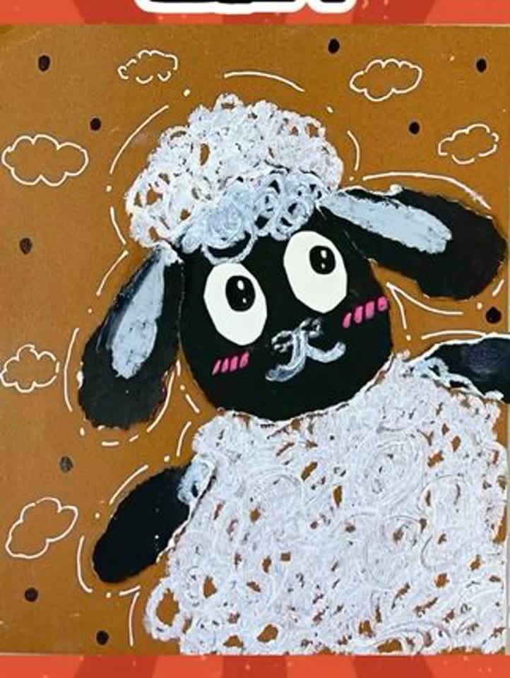 一只羊#儿童画用想象力看儿童画 #有趣的儿童手工...