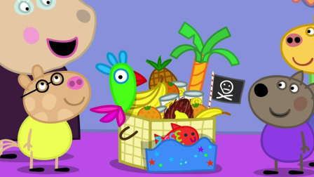 小猪佩奇 好朋友们一起准备幸运水果篮 简笔画