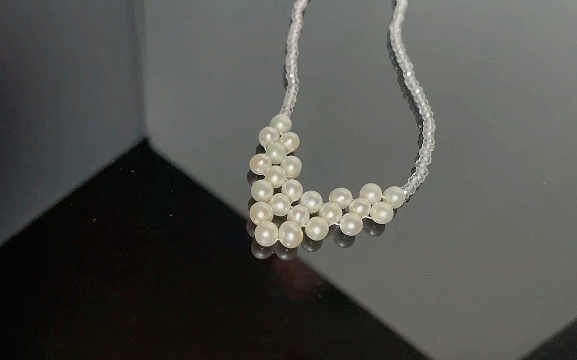 法式编织V字淡水珍珠项链