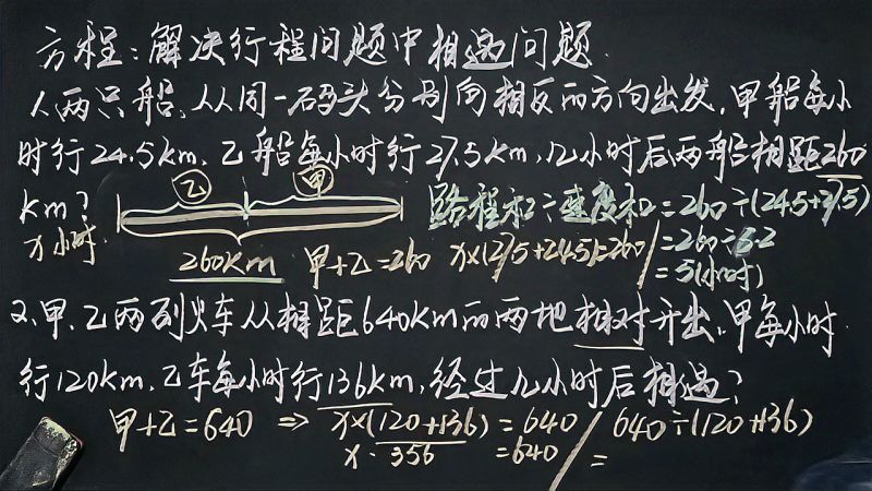 五年级数学行程问题中的相遇问题