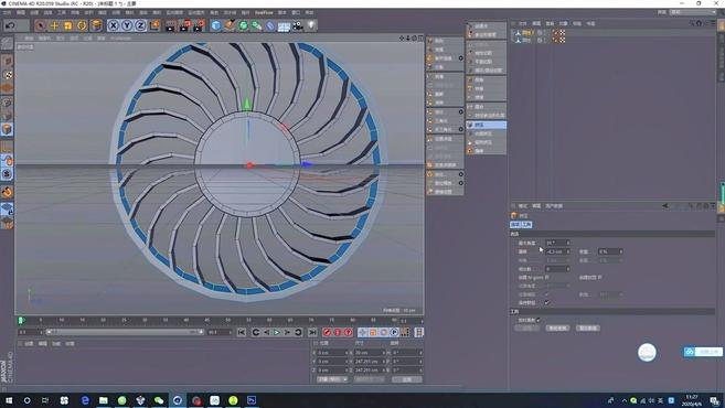 「C4D」「每天一练习」今天制作一个小风扇,使用硬边建模
