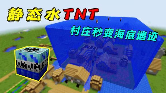 我的世界:静态水TNT!村庄1秒变海底遗迹,太美了