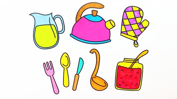 厨房餐具简笔画儿歌