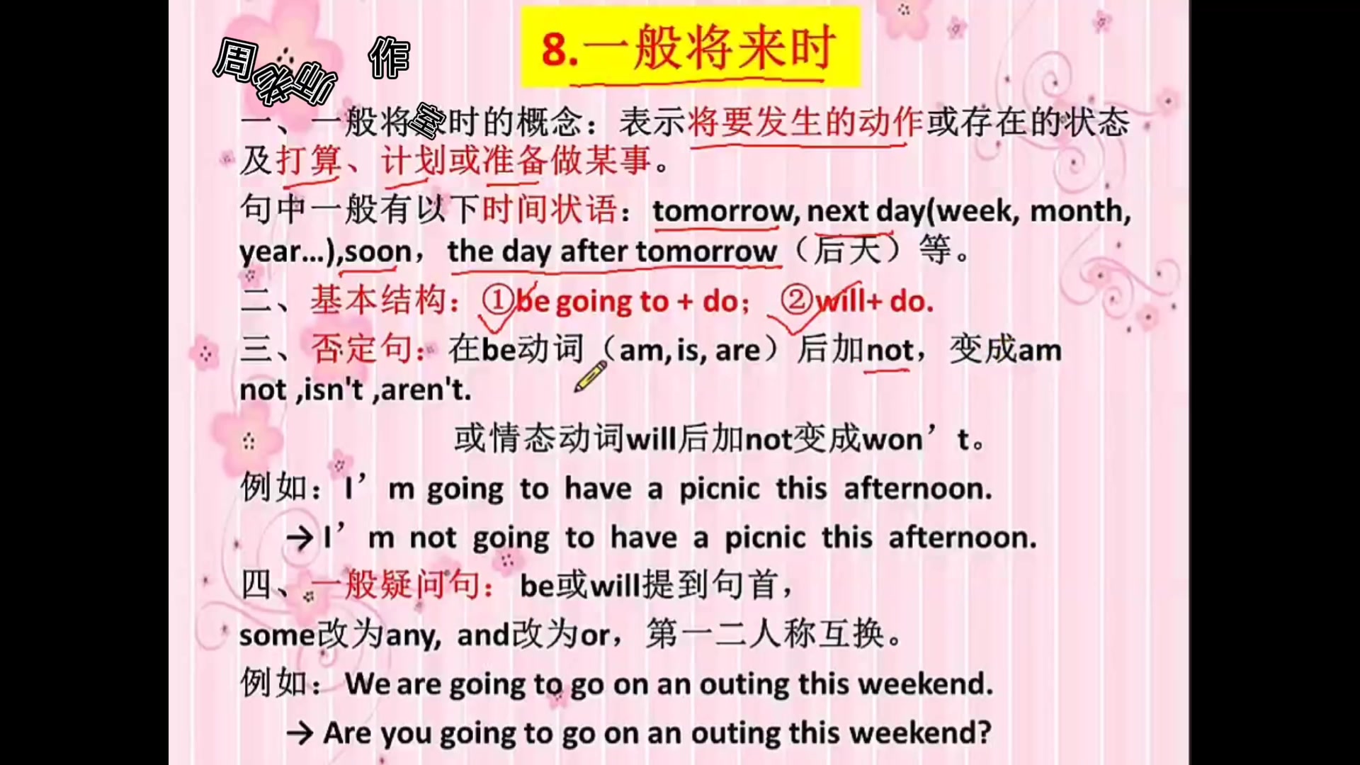 【小学英语语法】总结和练习:8一般将来时