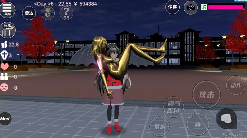 樱花校园模拟器:大晚上小夕抱着铜人尸体来学校干嘛?恶作剧开始