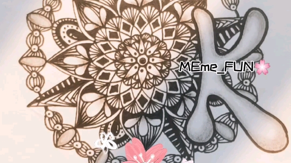 【禅绕画+字母K】手绘简单好看黑白线描画