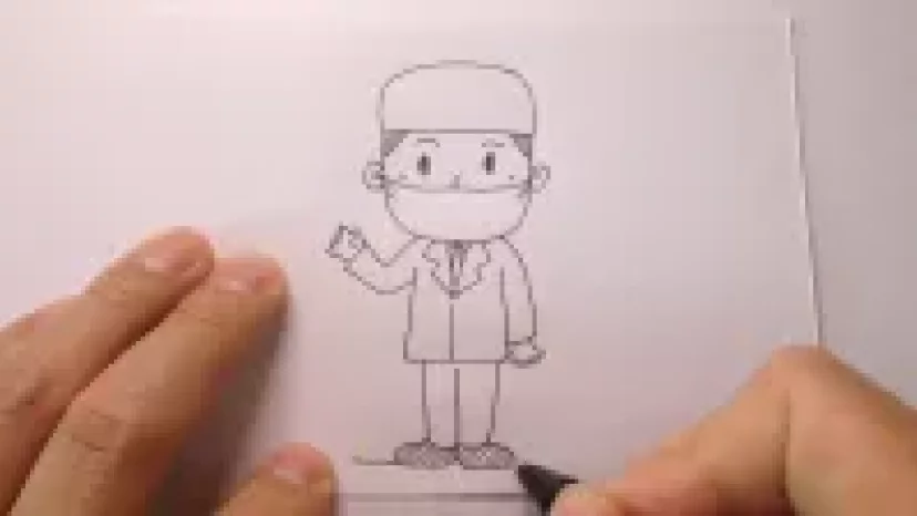 人物简笔画:戴口罩的男医生