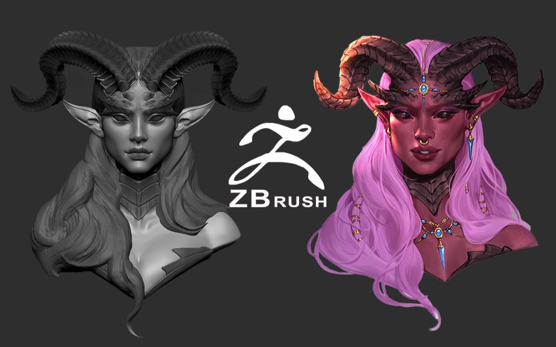 Zbrush教程,魔物女角色雕刻如何从一个球雕刻大型,逐步细化雕刻技巧 ...