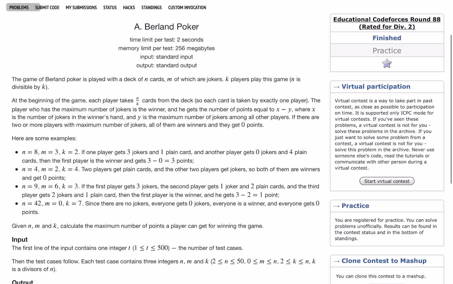 Educational Codeforces Round 88 A~E题解