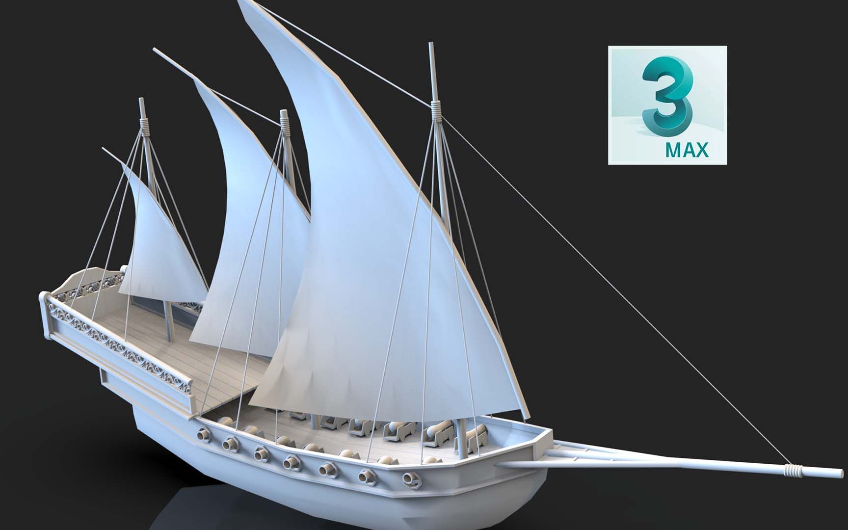 3dmax新手教程:远古帆船3D模型制作过程,从零开始教你布线