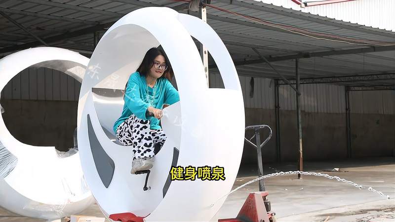 不锈钢互动脚踏喷泉自行车无动力游乐设备单车