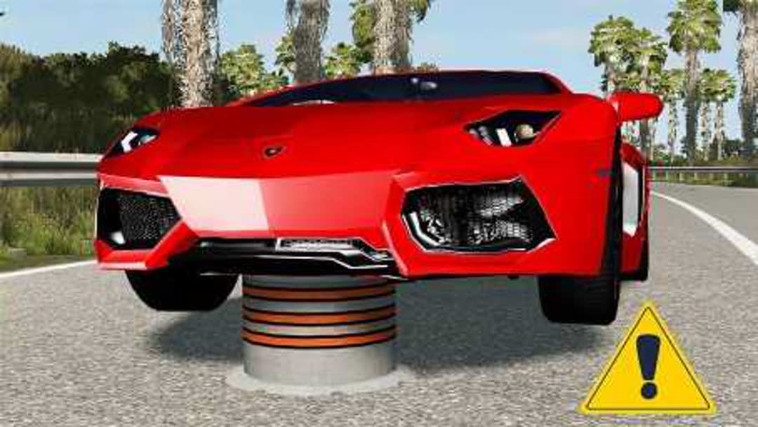 车祸模拟器:要是一辆坦克撞上去,会怎么样?车毁还是路桩端掉