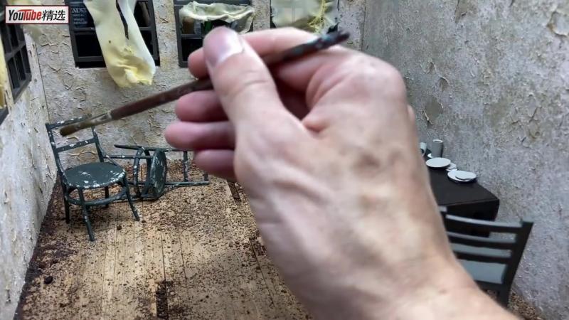 手工大佬从零开始打造一个“废弃房间”模型,最终9: 00处展示成品,...