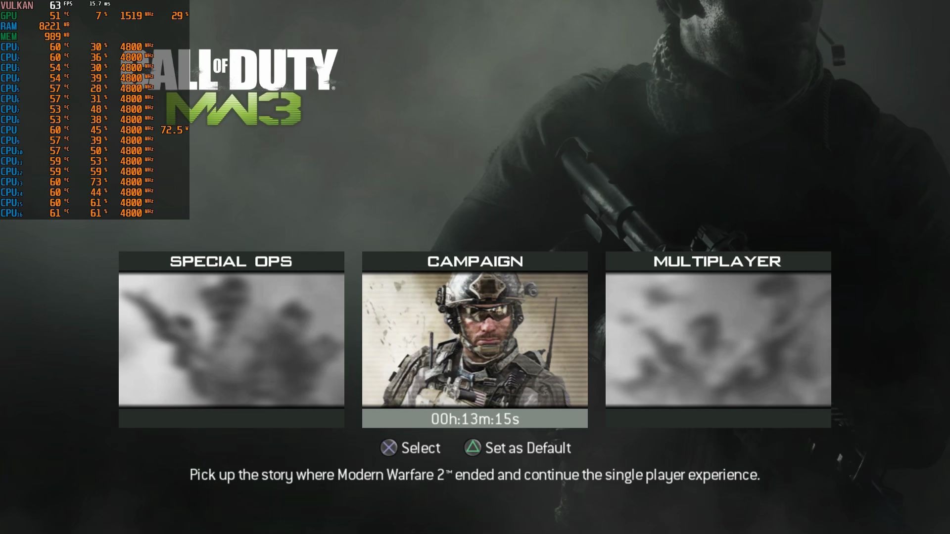 PS3模拟器RPCS3:使命召唤-现代战争3(2020.5.4)