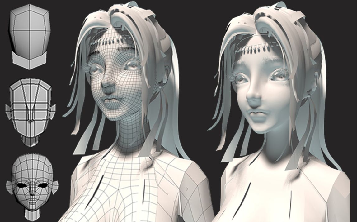 【3dmax人物建模】从拉box开始制作,教你如何制作国漫云韵小姐姐