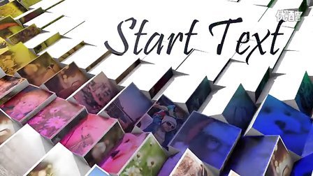 AE模版-简约三维方块翻转图片展示