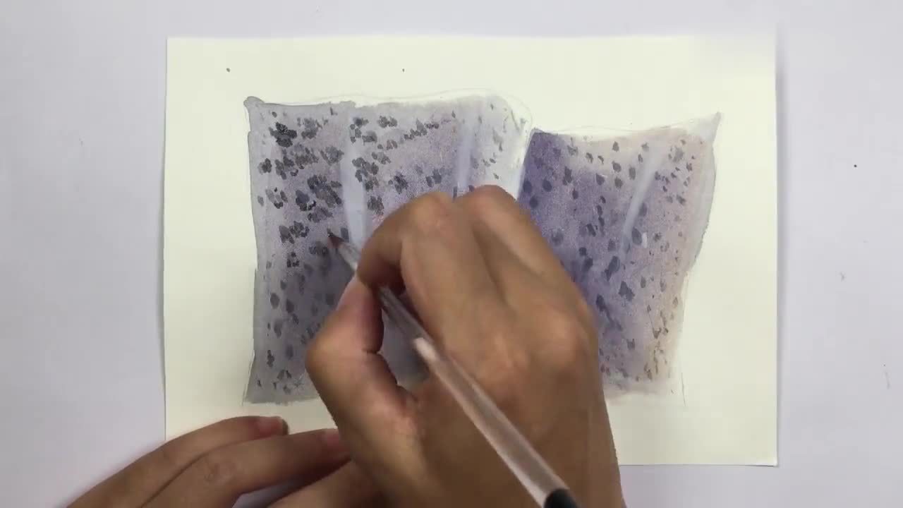 服装设计技法水彩画手绘面料之 蛇皮纹图案