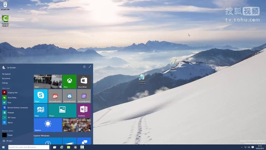 Windows 10 Build 10041 - Start Menu, Task View, In