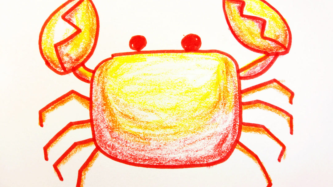 火红的大螃蟹!儿童简笔画