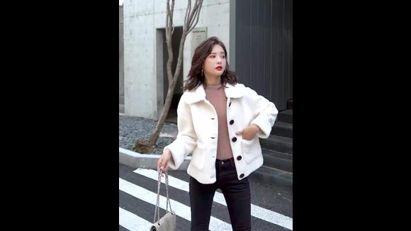 实拍羊剪绒大衣女短款复合皮毛一体颗粒绒羊毛海宁皮草外套