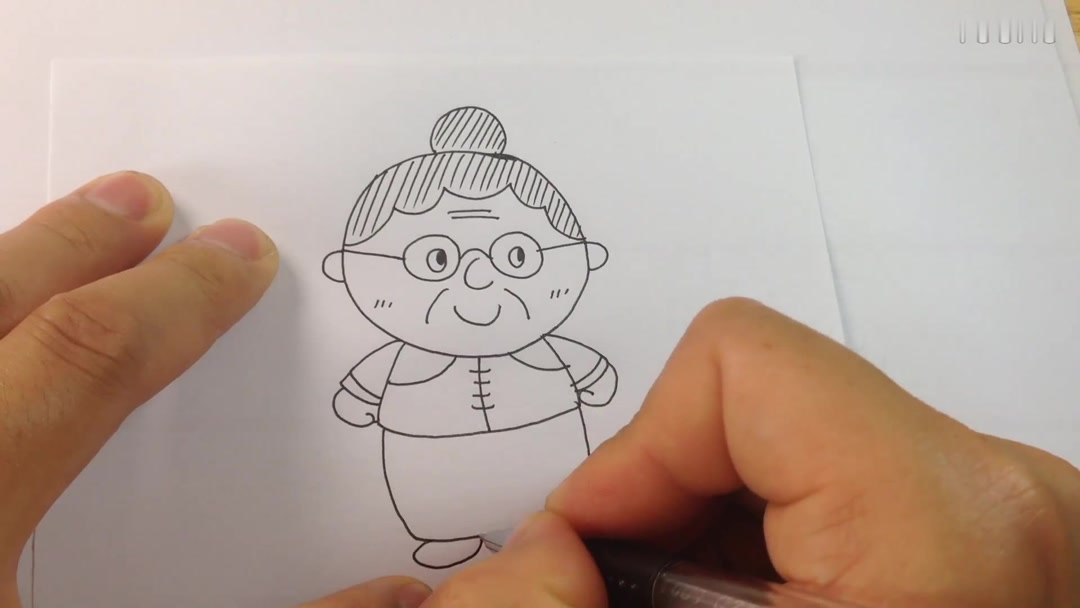 儿童学画画.简笔画-可爱的老奶奶
