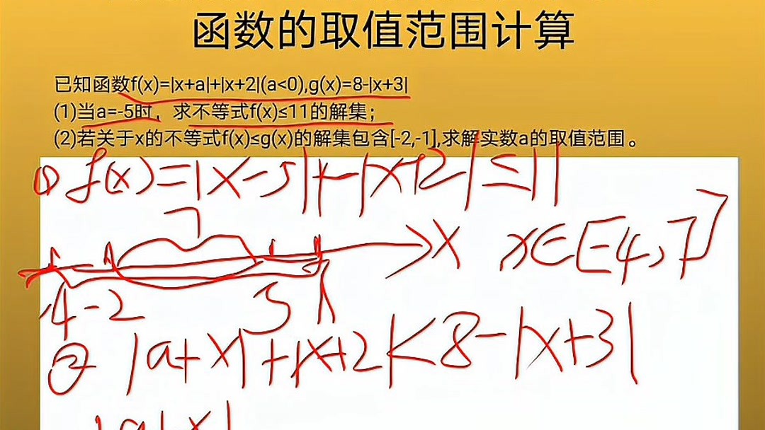 高考数学:含有绝对值不等式函数的取值范围计算